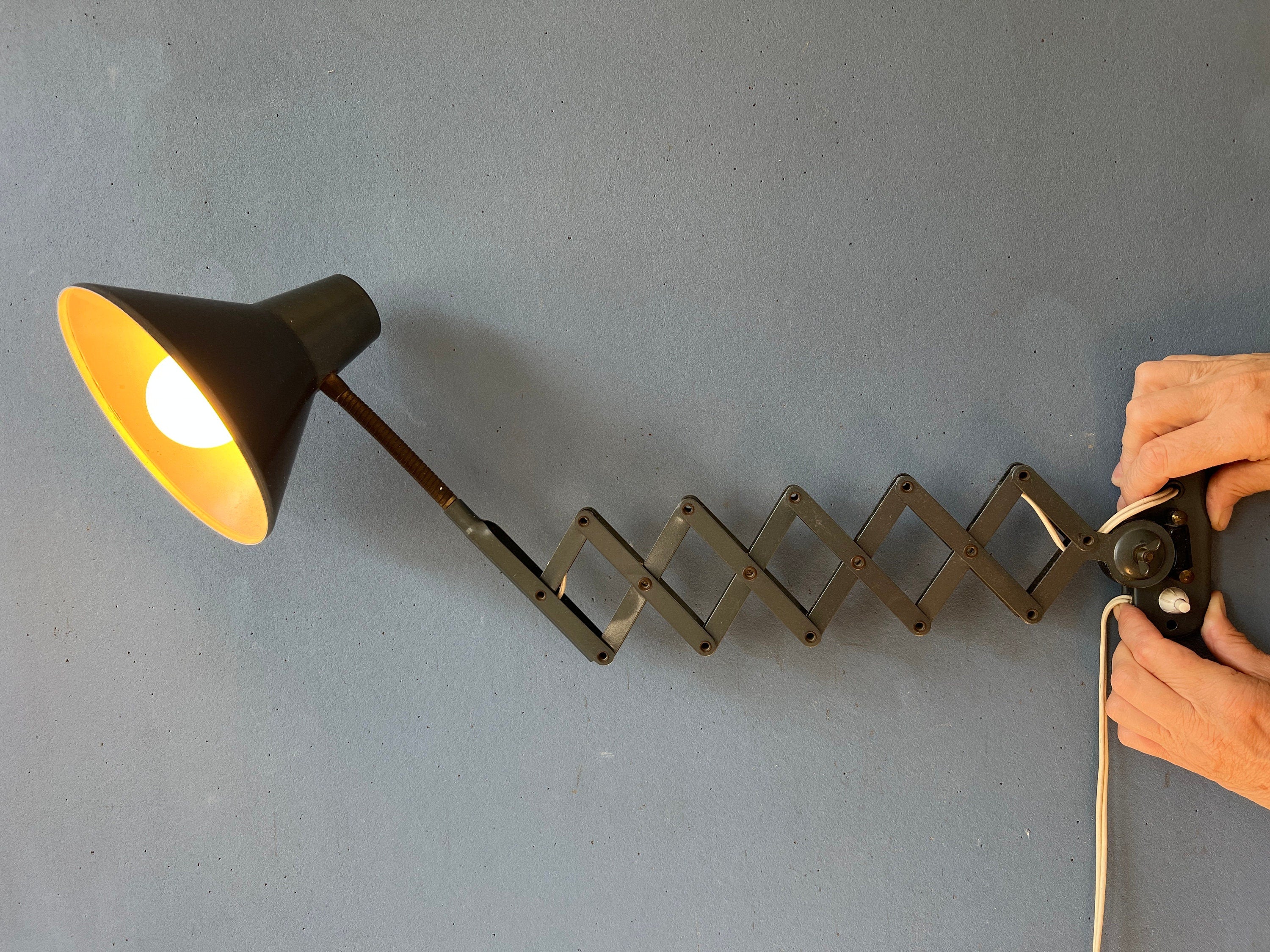 Mid Century Dark Gray Metal Scissor Extendable Wall Lamp ...